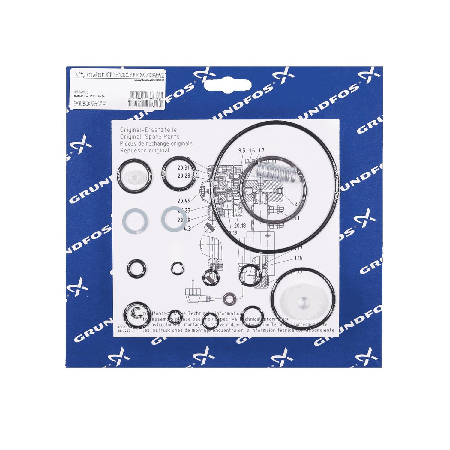 91835977 Grundfos - Kit, Maintenance Cl2/111/FKM/TFM1700/liqu.trap ...
